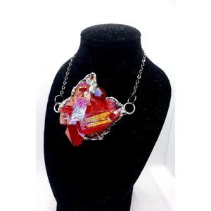 Hand Crafted | Jewelry | Huge Red Aura Quartz Crystal Necklace Handmade ...